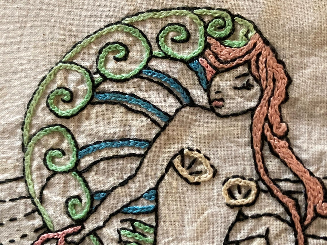 Art Deco Mermaid Hand Embroidery PDF Pattern - Etsy