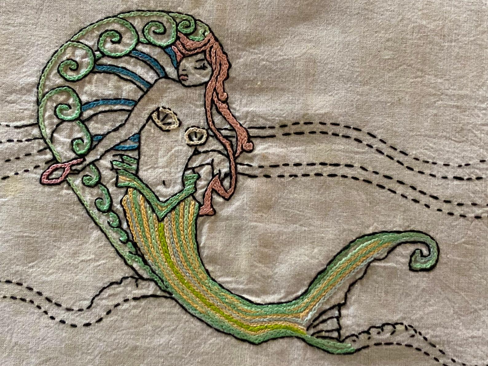 Art Deco Mermaid Hand Embroidery PDF Pattern - Etsy