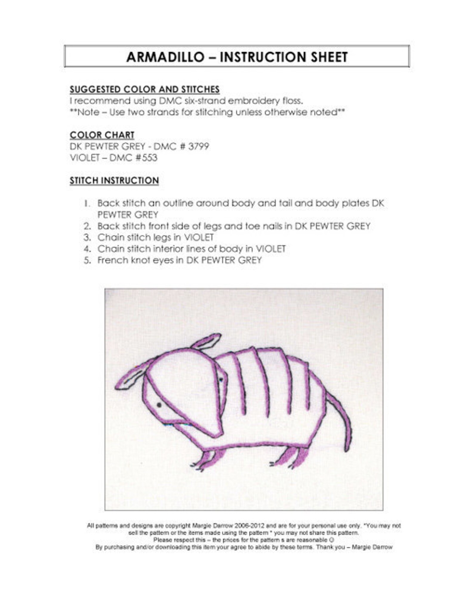 ARMADILLO - Hand Embroidery Pattern PDF - Etsy