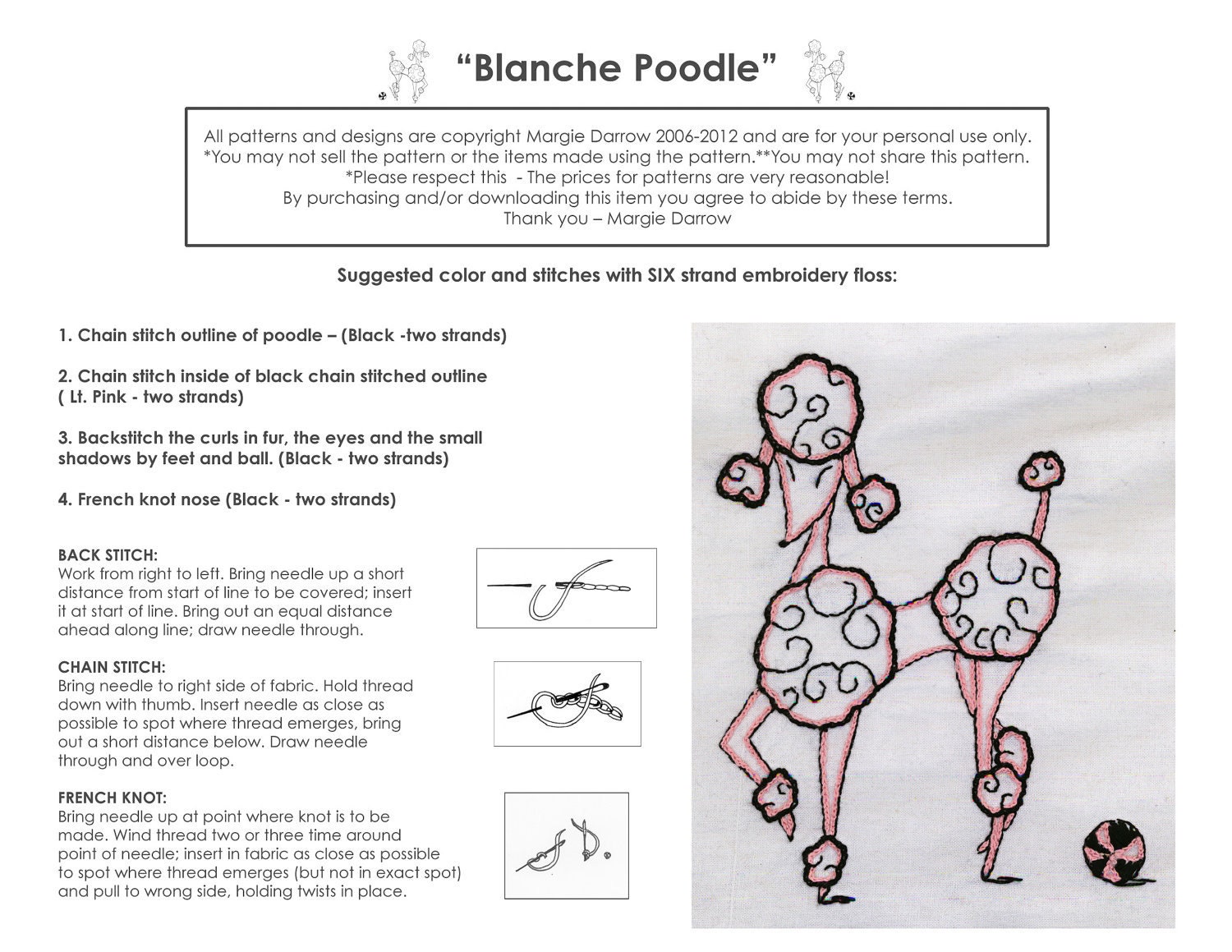 POODLE - Hand Embroidery Pattern PDF - Etsy