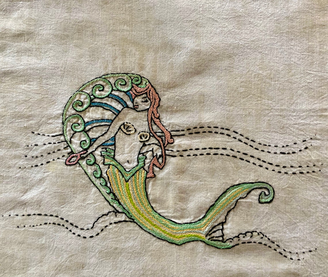 Art Deco Mermaid Hand Embroidery PDF Pattern - Etsy
