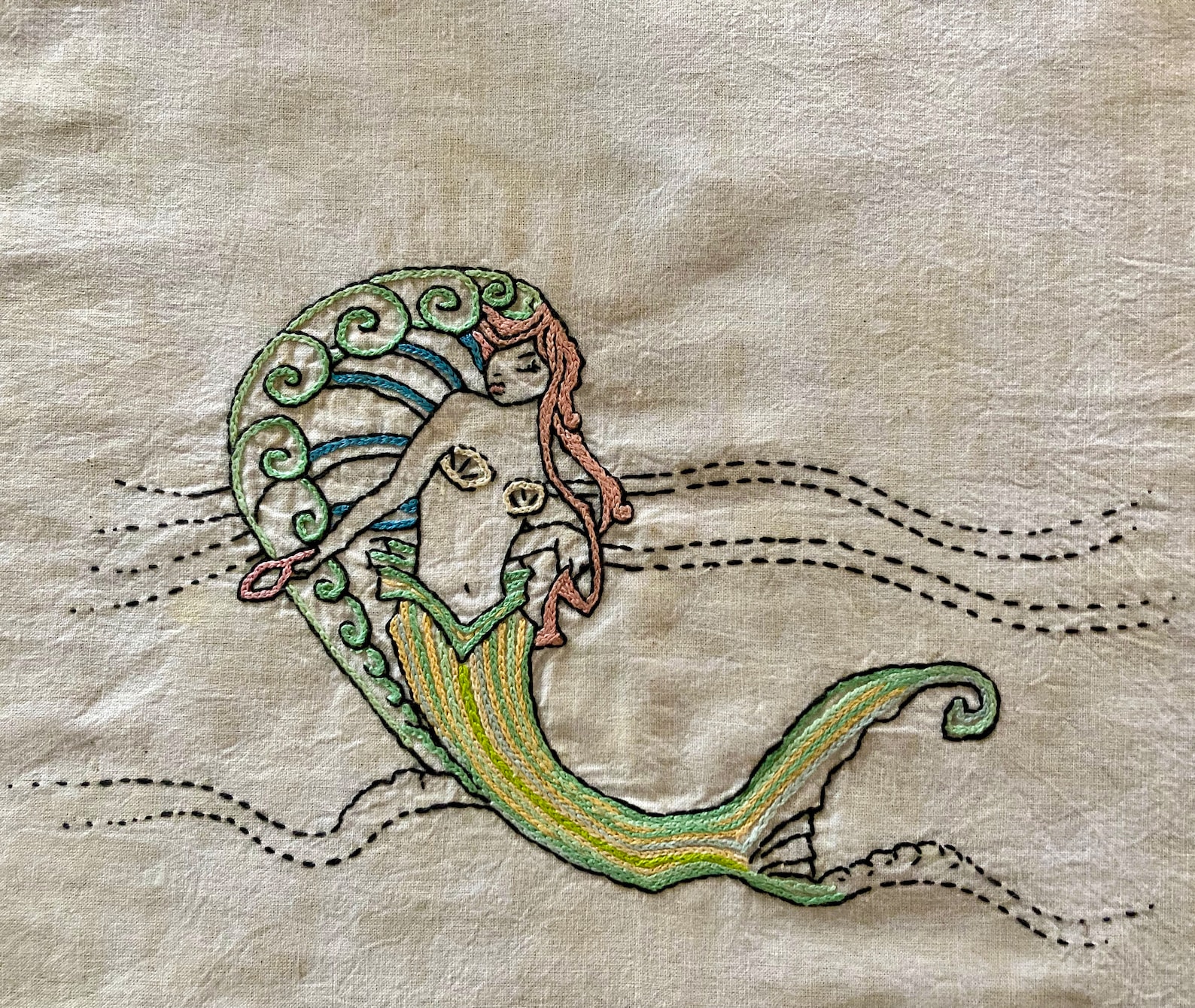 Art Deco Mermaid Hand Embroidery PDF Pattern - Etsy