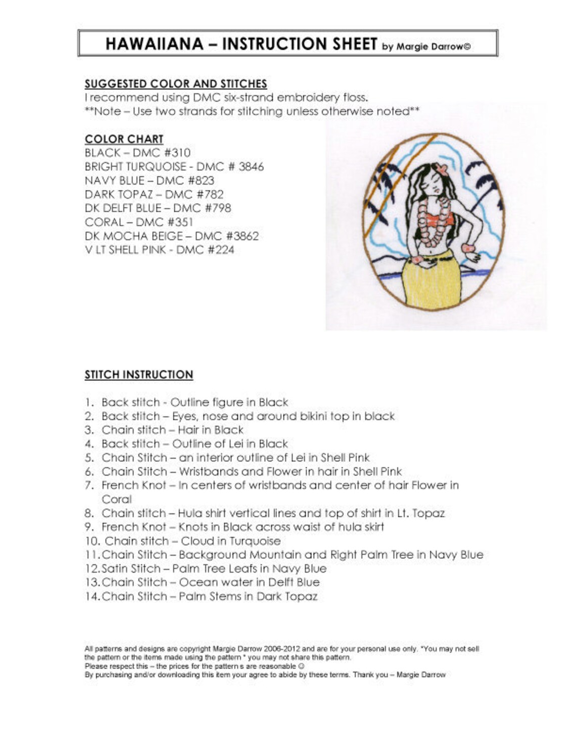 HAWAIIANA - Hand Embroidery Pattern PDF - Etsy