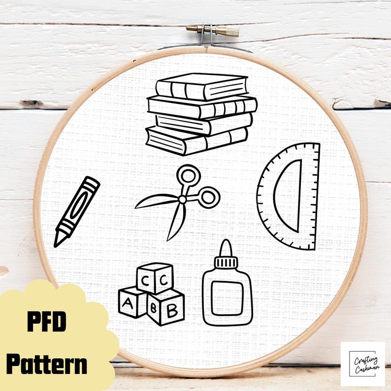 Back to School Embroidery Pattern Mix - Etsy