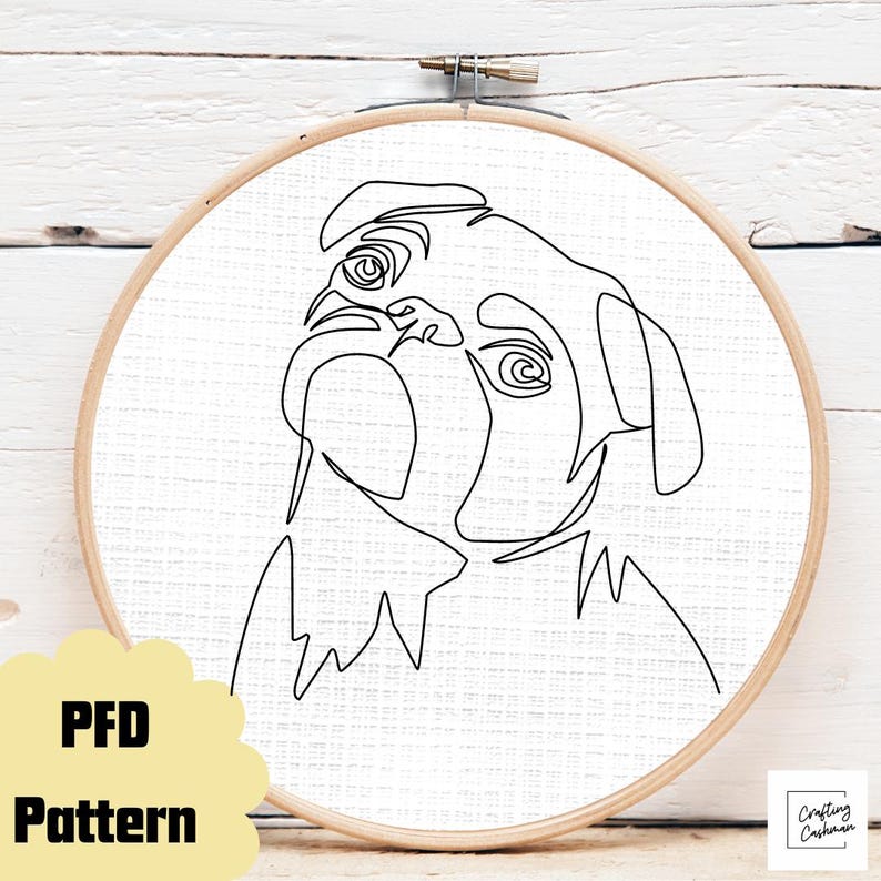 Pug Life 6 Patterns for Hand Embroidery Pug Love - Etsy