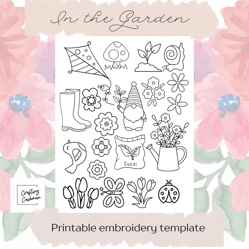 In the Garden Hand Embroidery Printable Pattern, PDF - Etsy