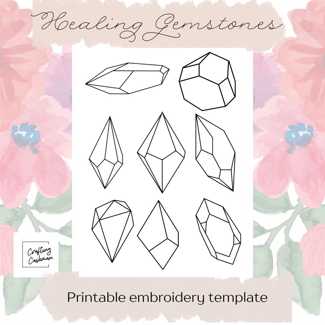 Healing Gemstones Hand Embroidery Printable Pattern, PDF - Etsy
