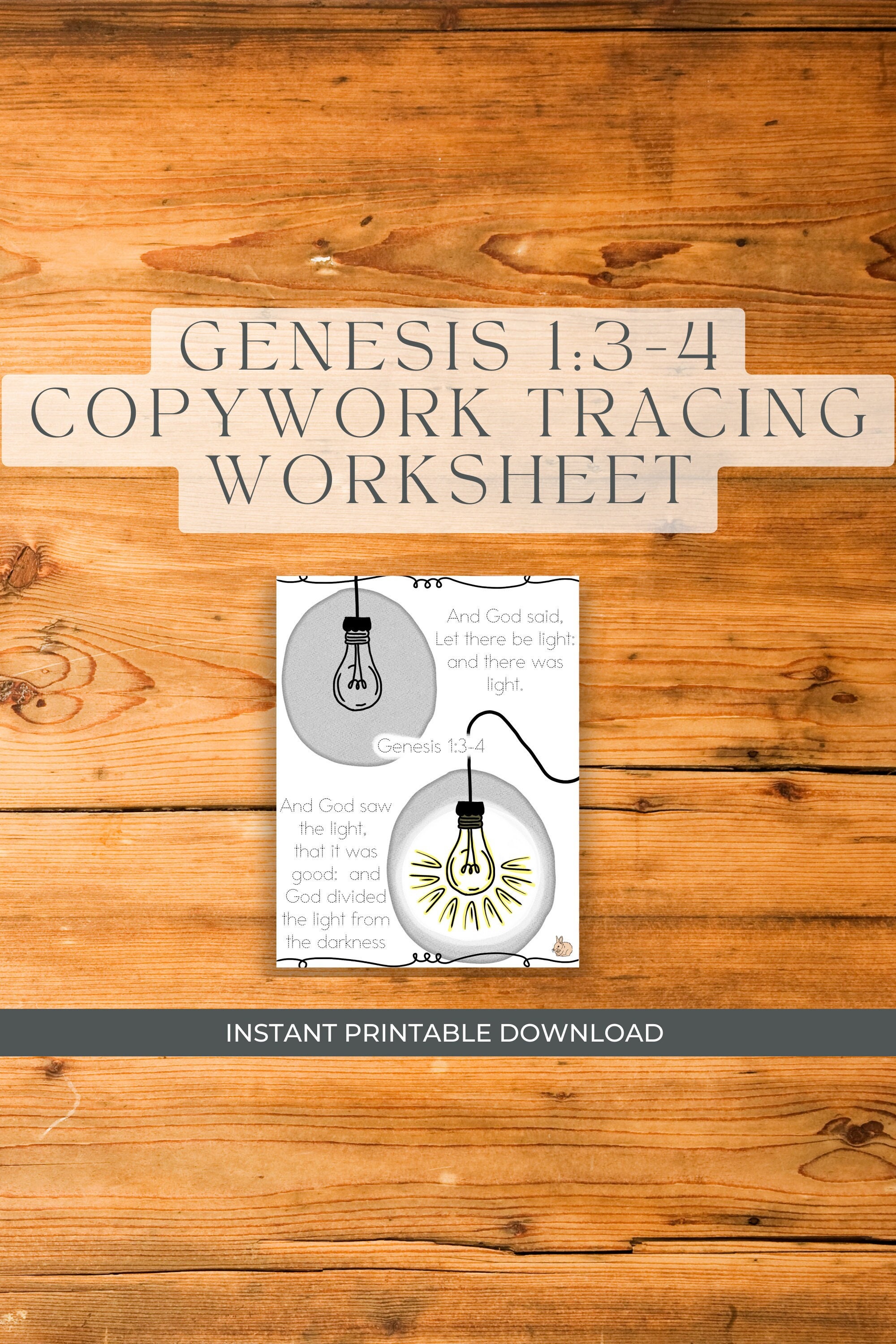 Genesis 1:3-4 Copywork Tracing Worksheet - Etsy