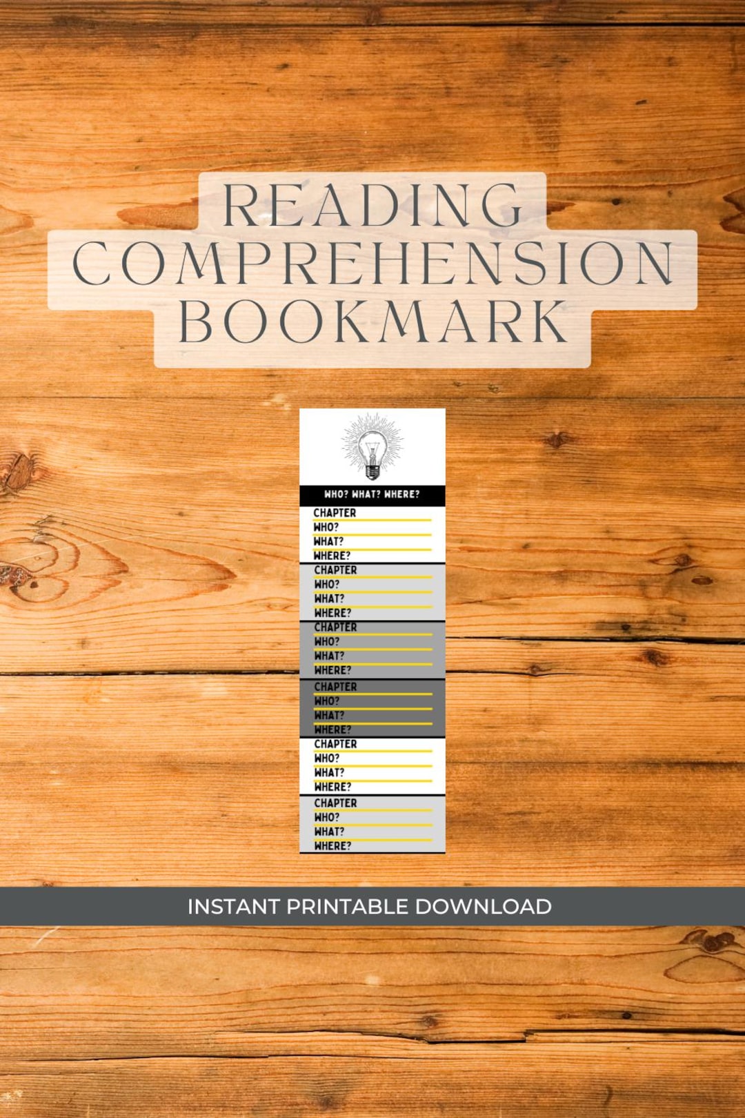 Reading Comprehension Bookmark - Etsy