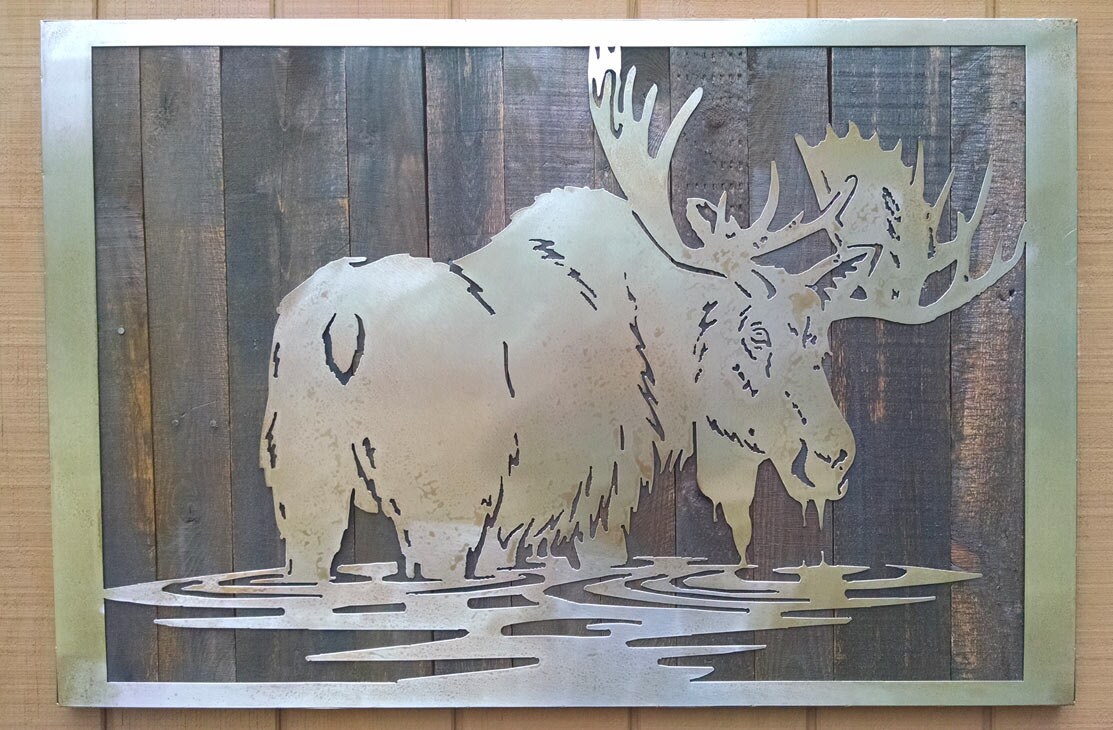 Bull Moose Wall Art Metal Art Aged Steel - Etsy