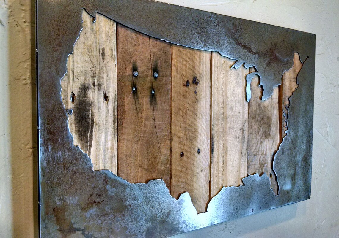 United States Map USA Map US Map Metal Art Reclaimed - Etsy