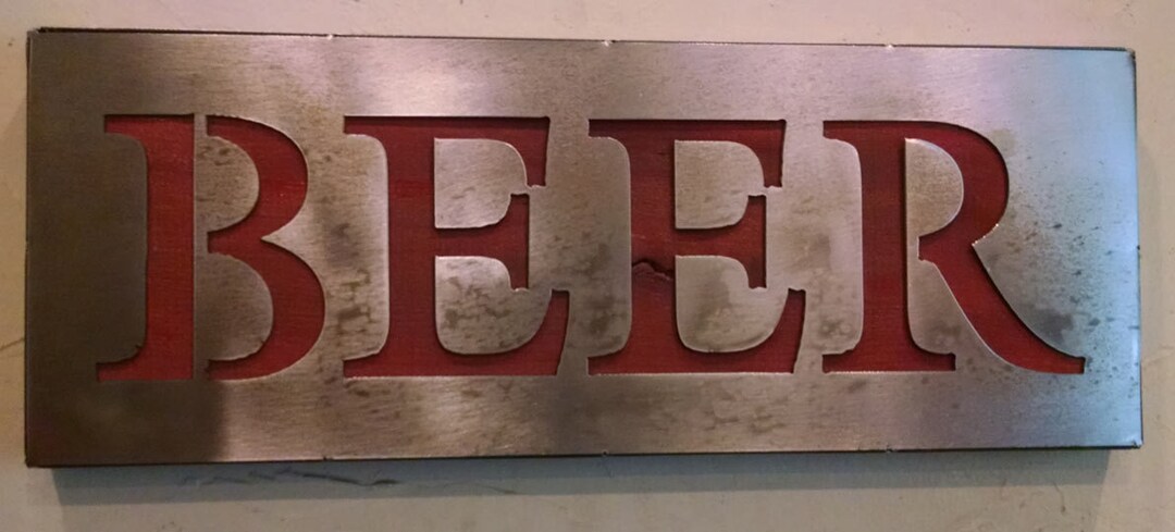 BEER Wall Art - Metal Art - Reclaimed Wood and Aged Steel - 7.25"x19.25 ...