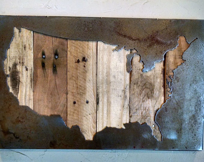 United States Map - USA Map - 18"x30" - US Map - Metal Art - Reclaimed ...