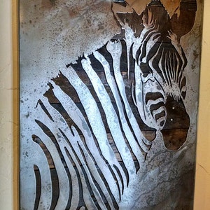 Zebra Metal Art - Reclaimed Wood and Aged Steel - 22x31 - by Legendary ...