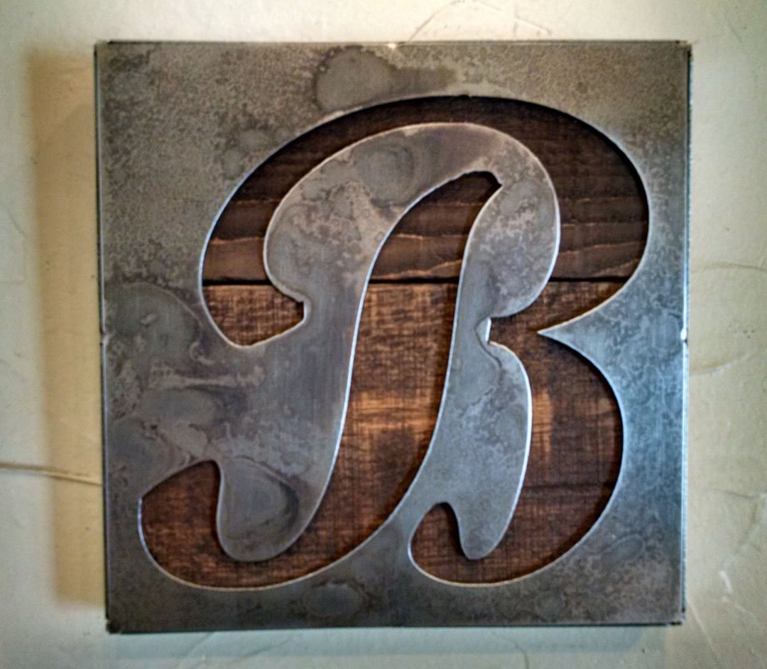 Custom Letter - Monogram- Metal Art - Reclaimed Wood and Aged Steel ...