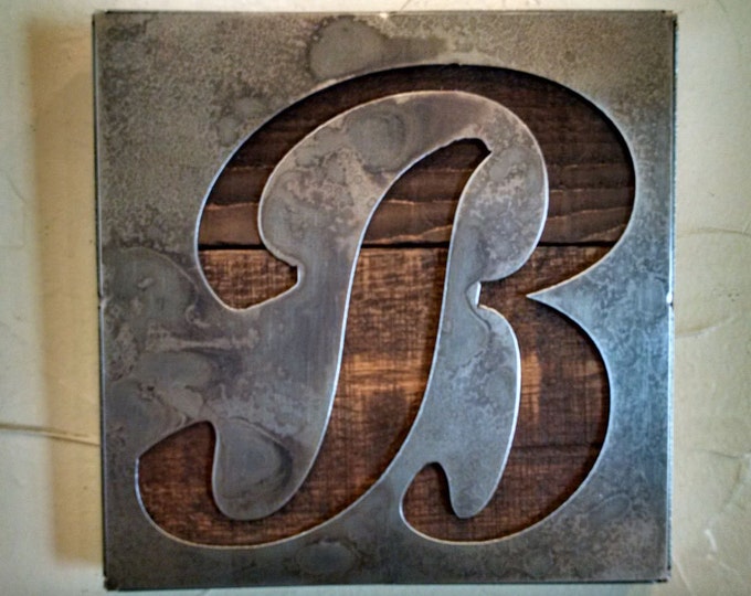 Custom Letter - Monogram- Metal Art - Reclaimed Wood and Aged Steel ...
