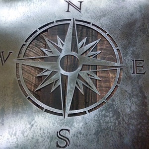 COMPASS ROSE Wall Art - Metal Art - Reclaimed Wood and Aged Steel - 20 ...