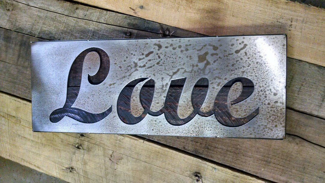 LOVE Sign - Metal Art - Reclaimed Wood and Aged Steel - 7.25x19.25 - by ...