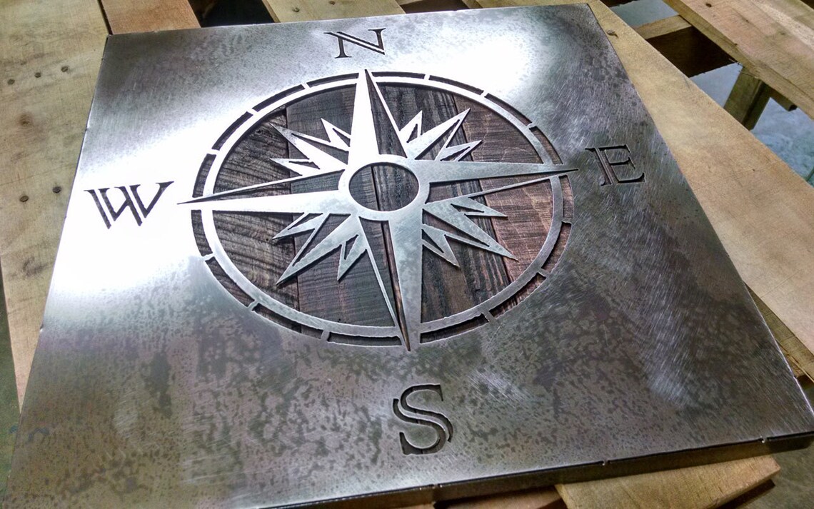 COMPASS ROSE Wall Art Metal Art Reclaimed Wood and Aged | Etsy