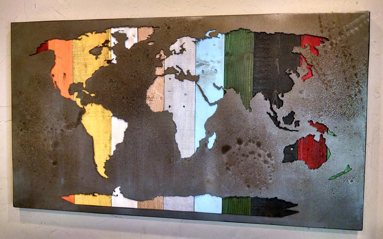 Map of the World Reverse Cut Mural Map 25.25 X - Etsy Canada