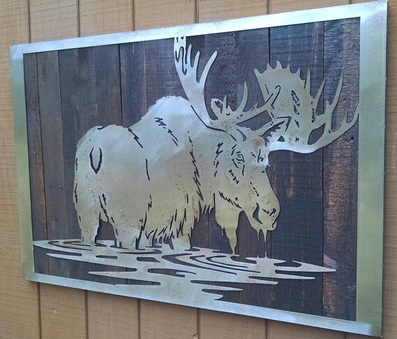 Bull Moose Wall Art Metal Art Aged Steel | Etsy