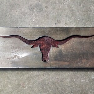 Longhorn Steer - Metal Art - Reclaimed Wood and Aged Steel - 7.25x19.25 ...