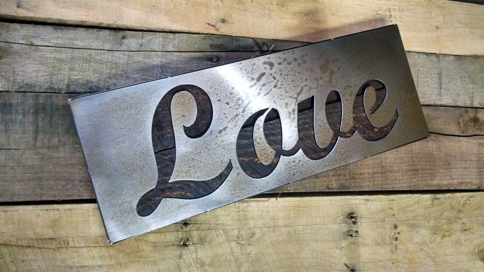 LOVE Sign Metal Art Reclaimed Wood and Aged Steel - Etsy