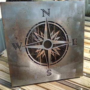 COMPASS ROSE Wall Art - Metal Art - Reclaimed Wood and Aged Steel - 20 ...