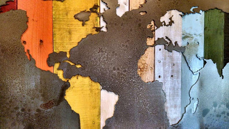 Map of the World Reverse Cut Mural Map 25.25 X - Etsy Canada