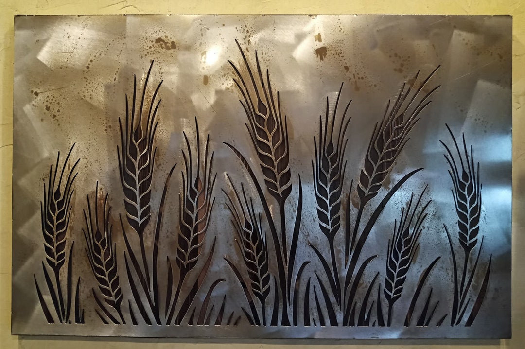 Field of Wheat - Metal Art With Wood - Legendary Fine Art - Etsy