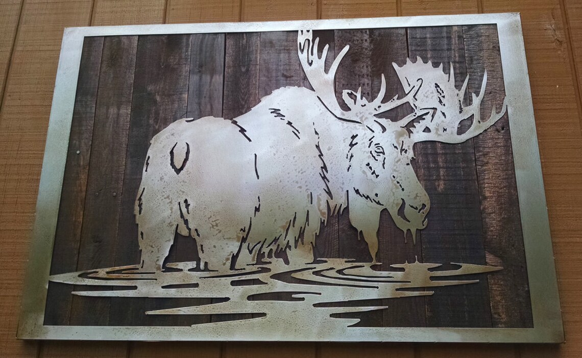 Bull Moose Wall Art Metal Art Aged Steel | Etsy
