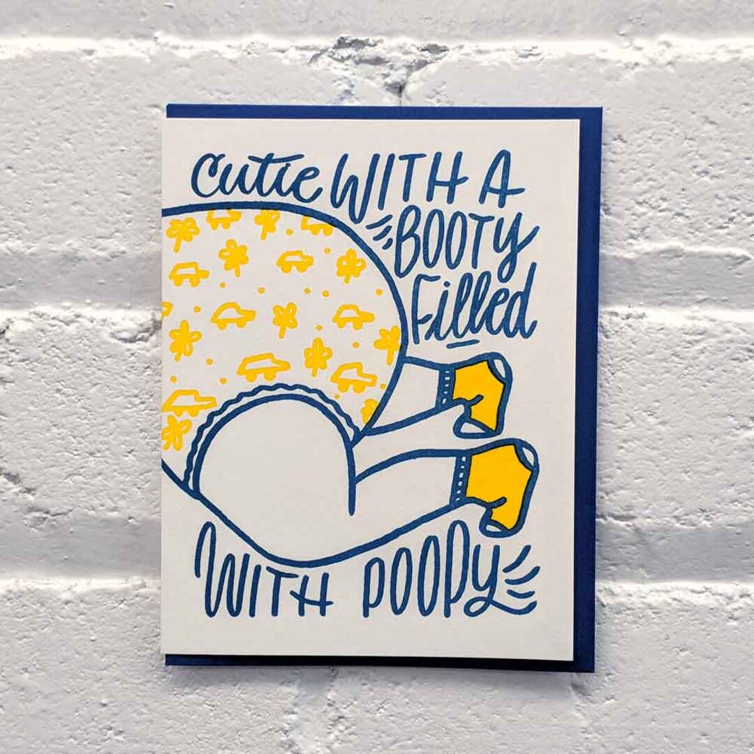 Poopy Diaper Letterpress Baby Card - Etsy