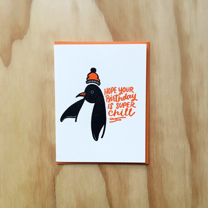 Super Chill Birthday Letterpress Card - Etsy