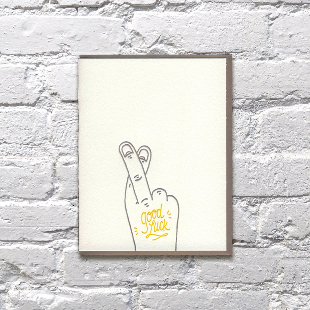 Good Luck! Fingers Crossed Letterpress Card - Etsy