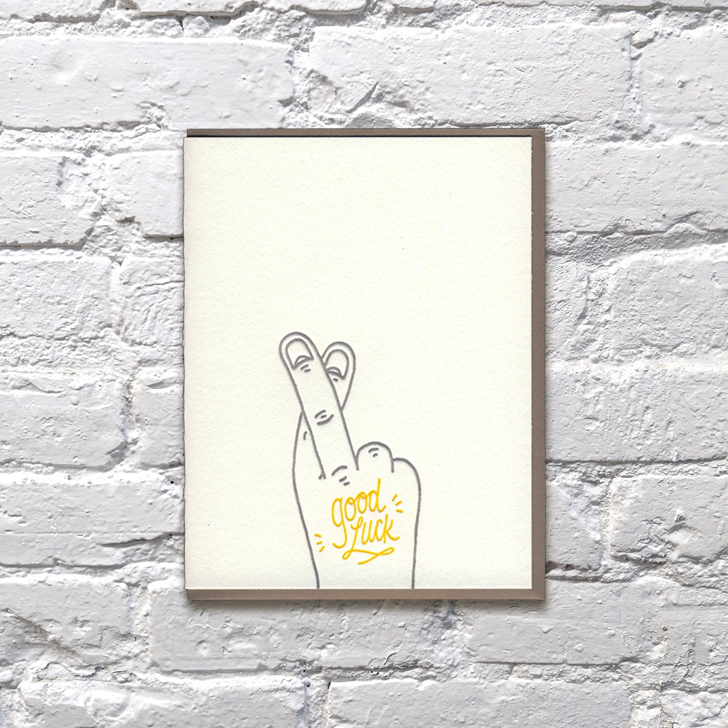 Good Luck Fingers Crossed letterpress card | Etsy
