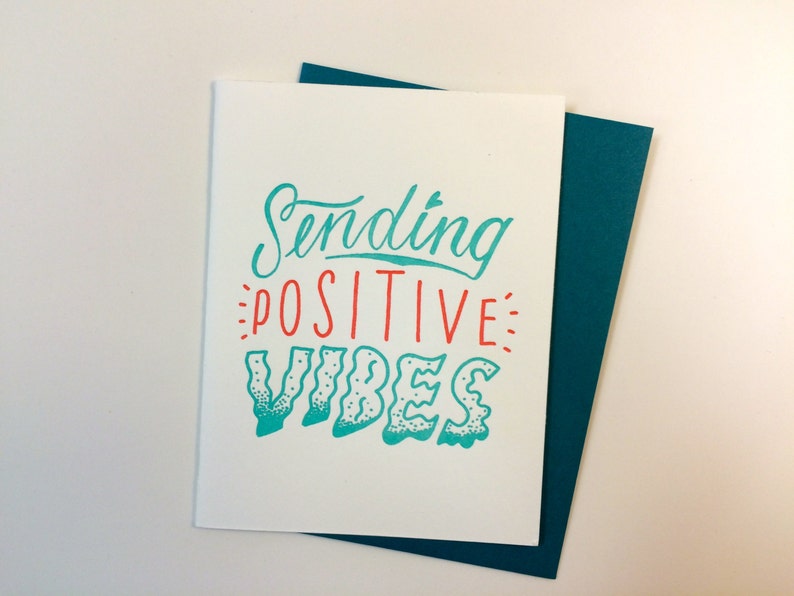 Sending Positive Vibes Letterpress Card - Etsy