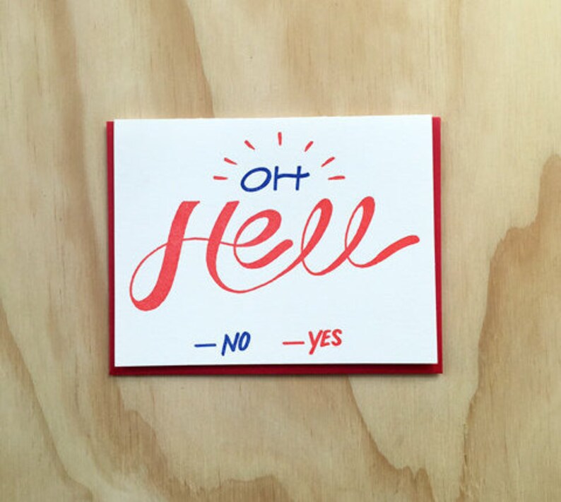 Oh Hell Letterpress Card | Etsy
