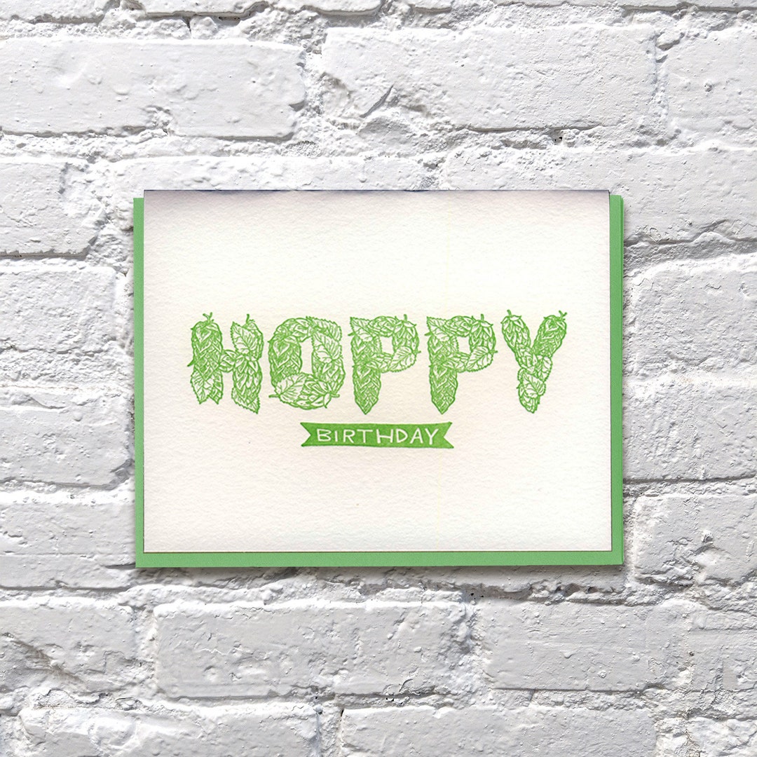Hoppy Birthday Letterpress Card - Etsy