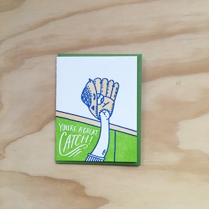 You're a Great Catch! Baseball & Softball Letterpress Card - Etsy