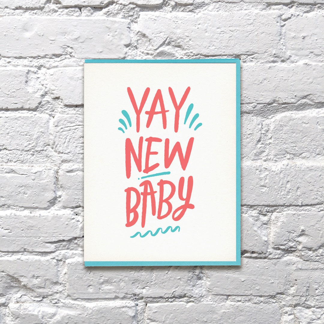 Yay New Baby Letterpress Card - Etsy
