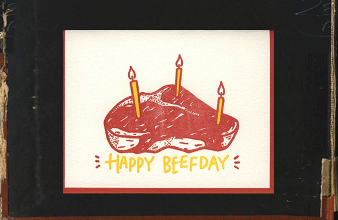 Happy Beefday Birthday Card - Etsy