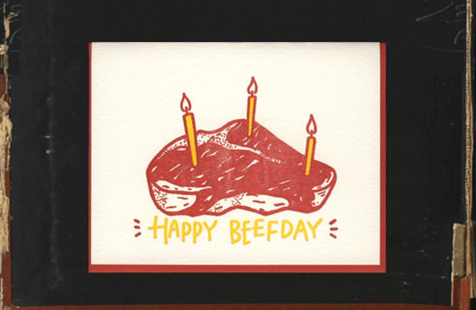 Happy Beefday Birthday card | Etsy