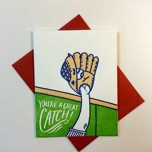 You're a Great Catch! Baseball & Softball Letterpress Card - Etsy
