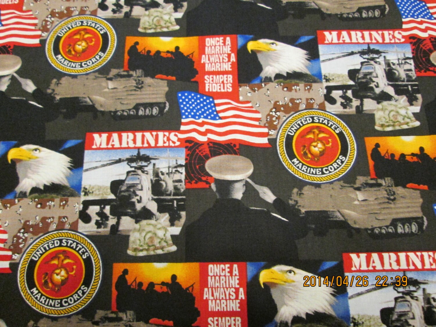 UNITED STATES MARINES Pattern Fabric 1 Yard 100% Cotton | Etsy