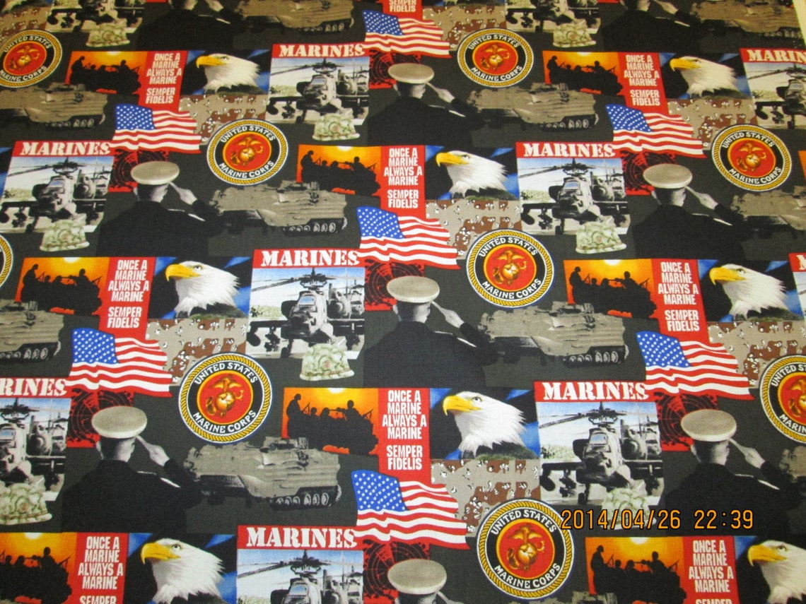 UNITED STATES MARINES Pattern Fabric 1 Yard 100% Cotton | Etsy