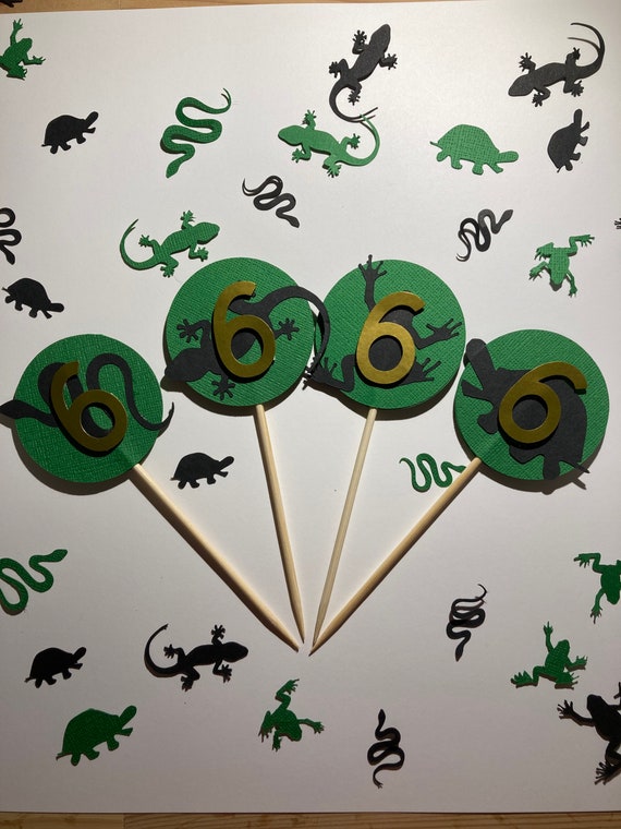 Reptile Inspired Cupcake Toppers Snake Lizard Toppers | Etsy