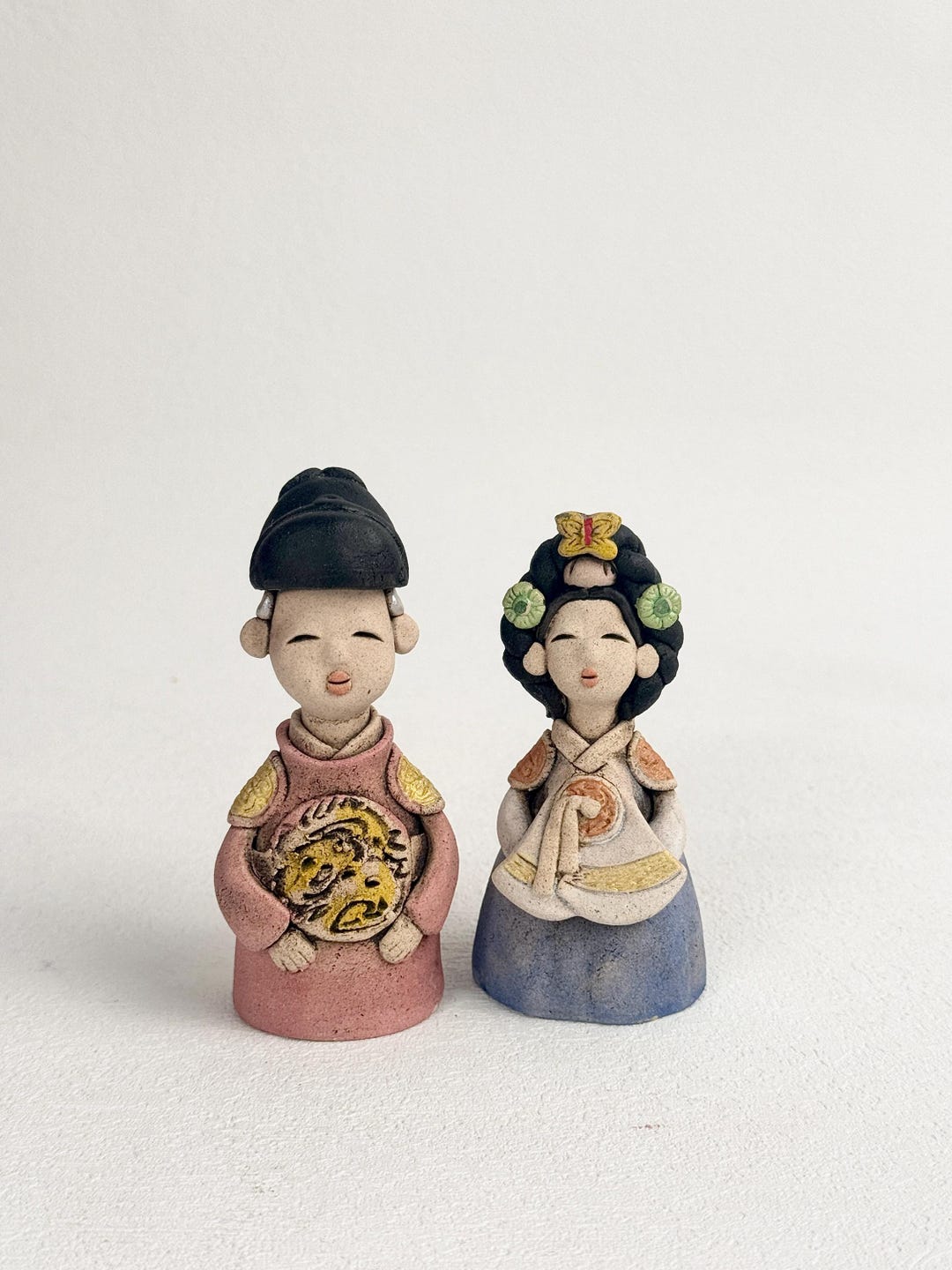 Vintage Korean Hanbok Figurines | 1970s Clay Couple, Asian Decor - Etsy