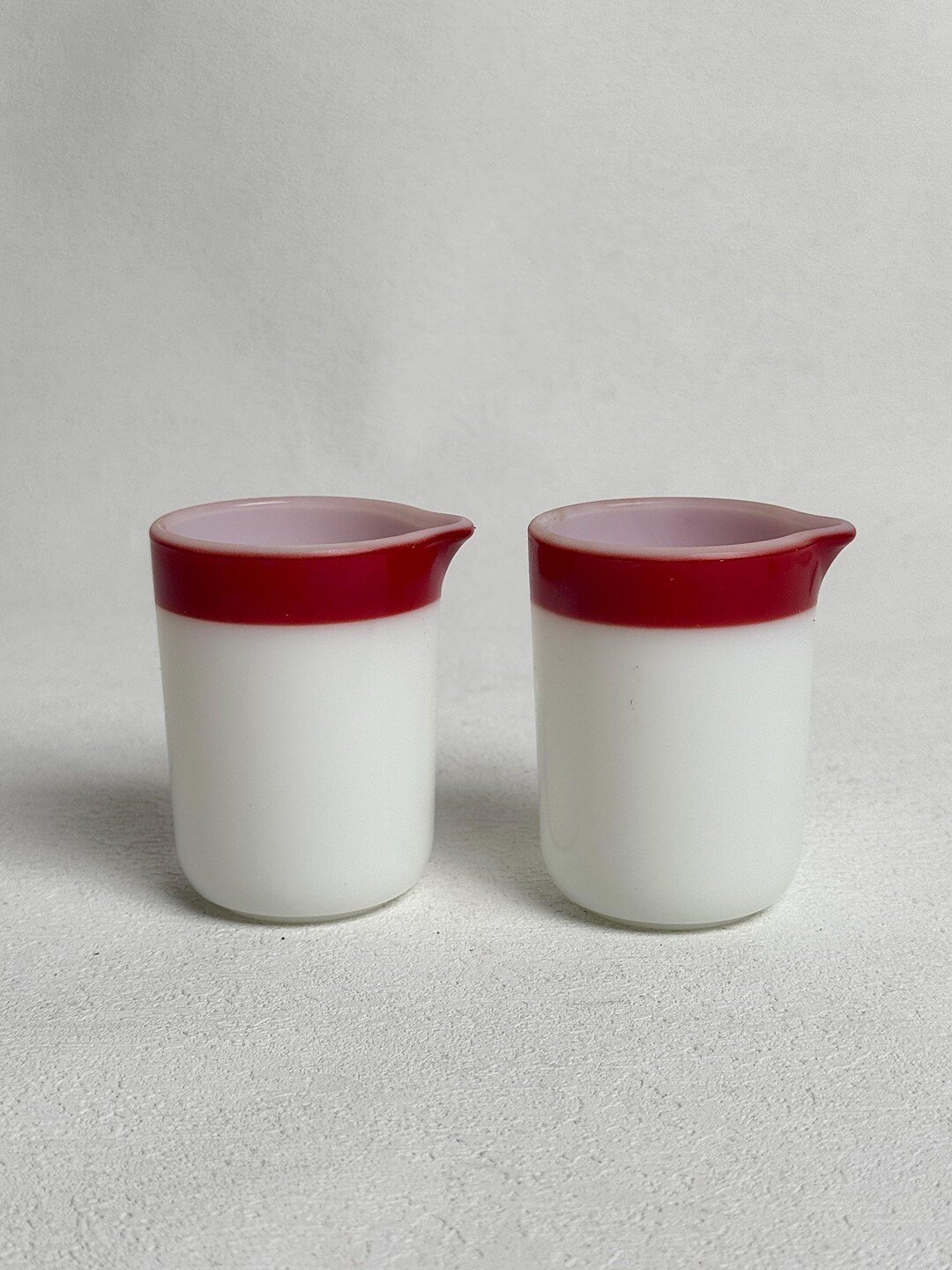 Viking Glass Red Rim Milk Glass Cream and Sugar Set - Etsy