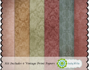 Vintage Digital Wallpaper Printable Paper, Background Set-1, 8.5"x 11 ...