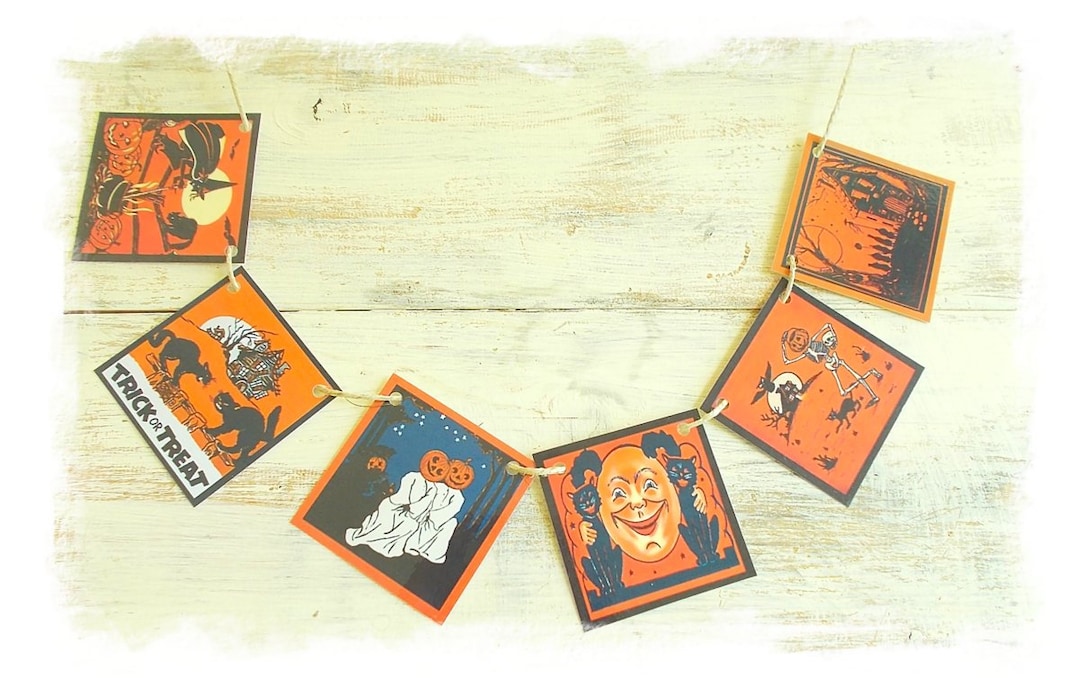 Retro Halloween Banner..vintage Look Halloween Decorations Ghost, Black ...